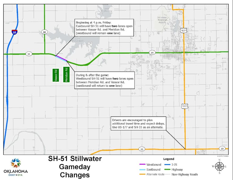 ODOT Shares Stillwater Game-Day Traffic Map For OSU Football