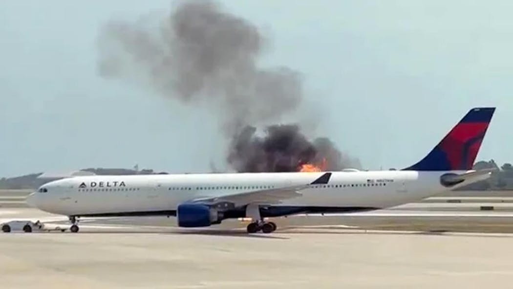 Delta plane engine catches fire at Orlando airport, passengers evacuate ...